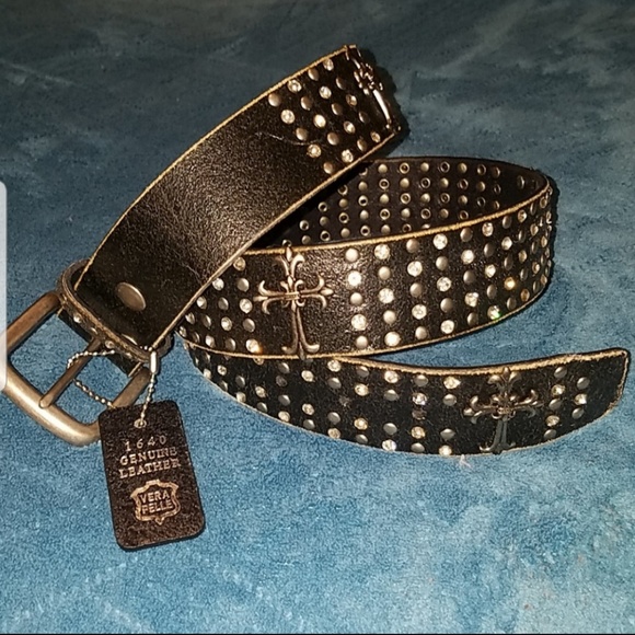 Accessories | Black Rhinestone Cross Belt | Poshmark